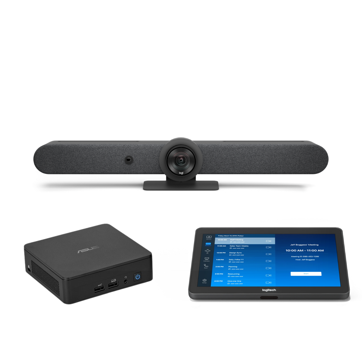 Logitech Rally Bar Graphite with Tap Zoom Base and Asus NUC Bundle ...