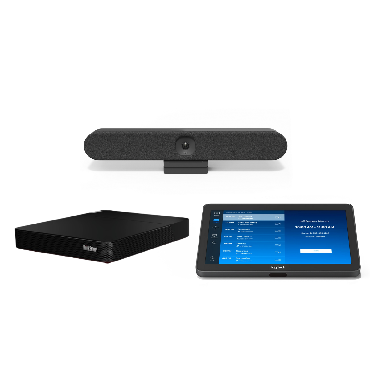 Logitech Rally Bar Huddle with Tap Zoom Base and Lenovo ThinkSmart Core Bundle ...