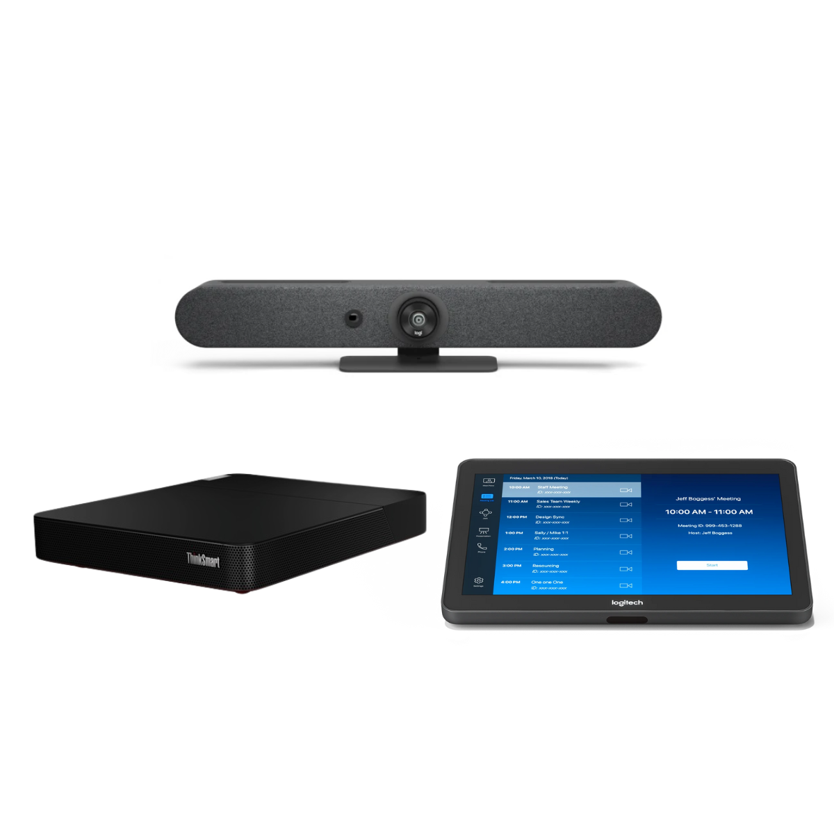 Logitech Rally Bar Mini Graphite with Tap Zoom Base and Lenovo ThinkSmart Core Bundle ...